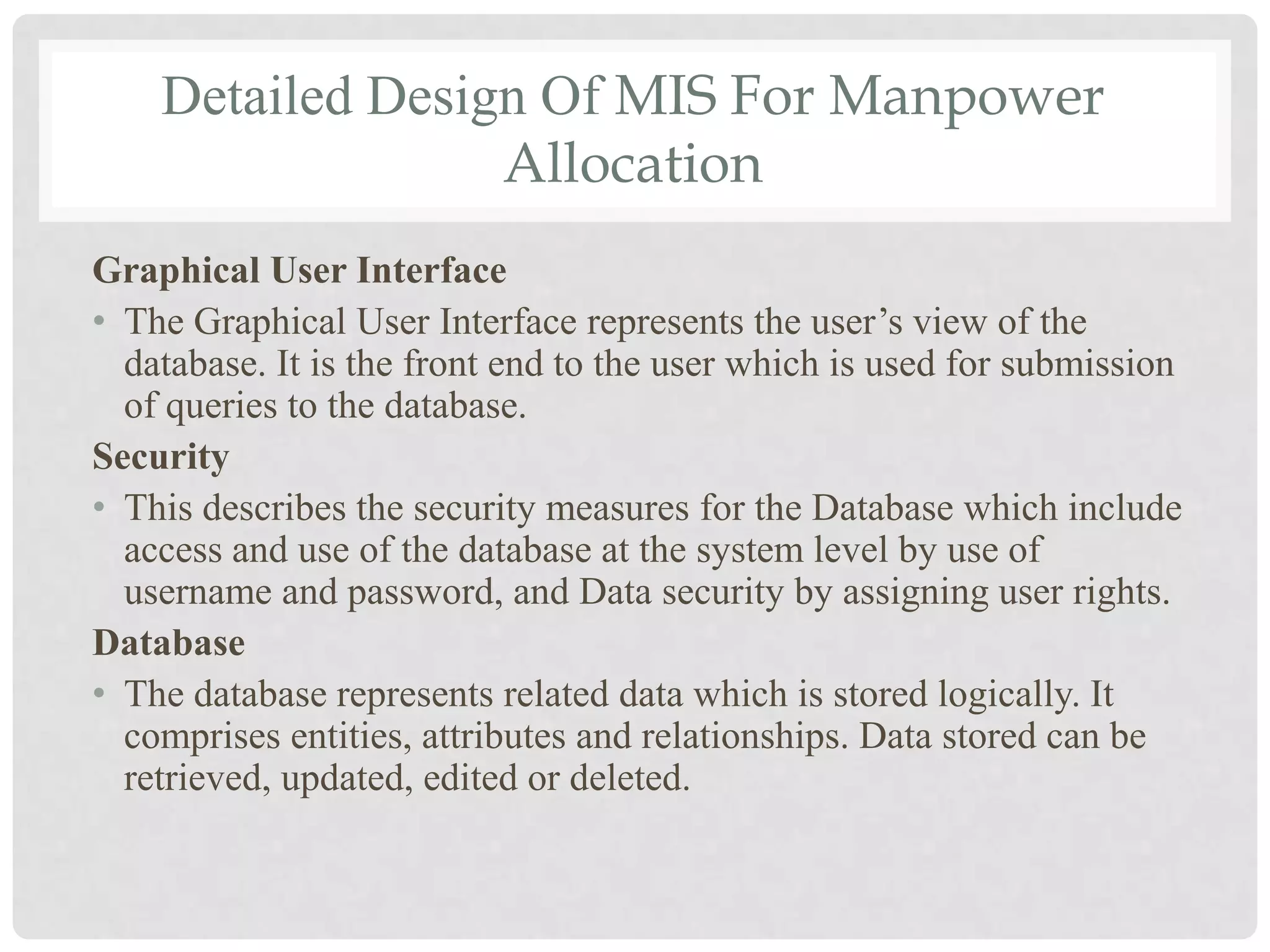 Role of management information systems in manpower allocation | PPTX