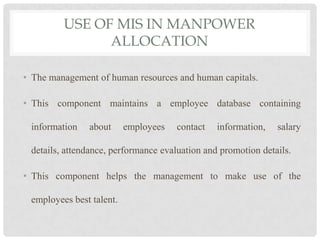 Role of management information systems in manpower allocation | PPTX