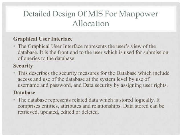 Role of management information systems in manpower allocation | PPTX ...