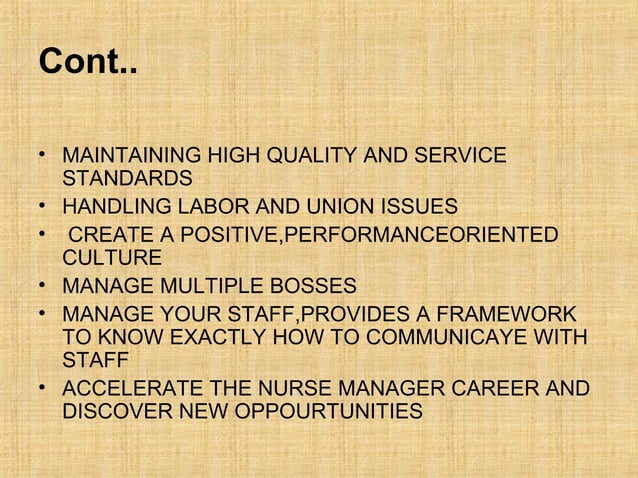 Role of management in nursing profession | PPT