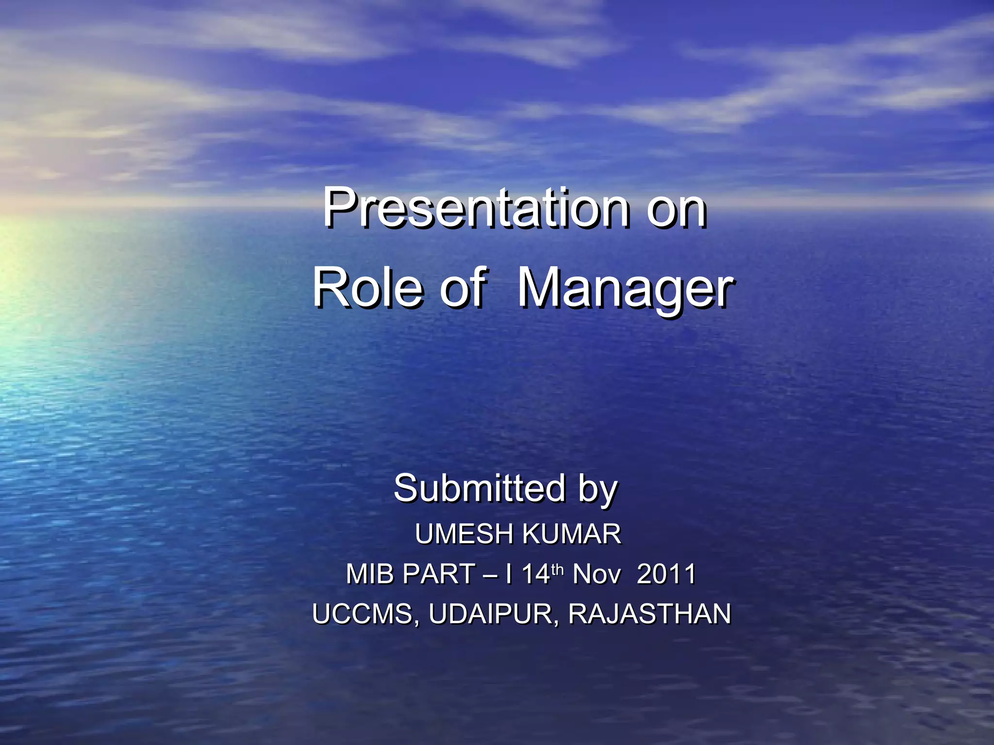 Role of manager | PPT