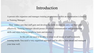 Role of managers and employees in training | PPTX