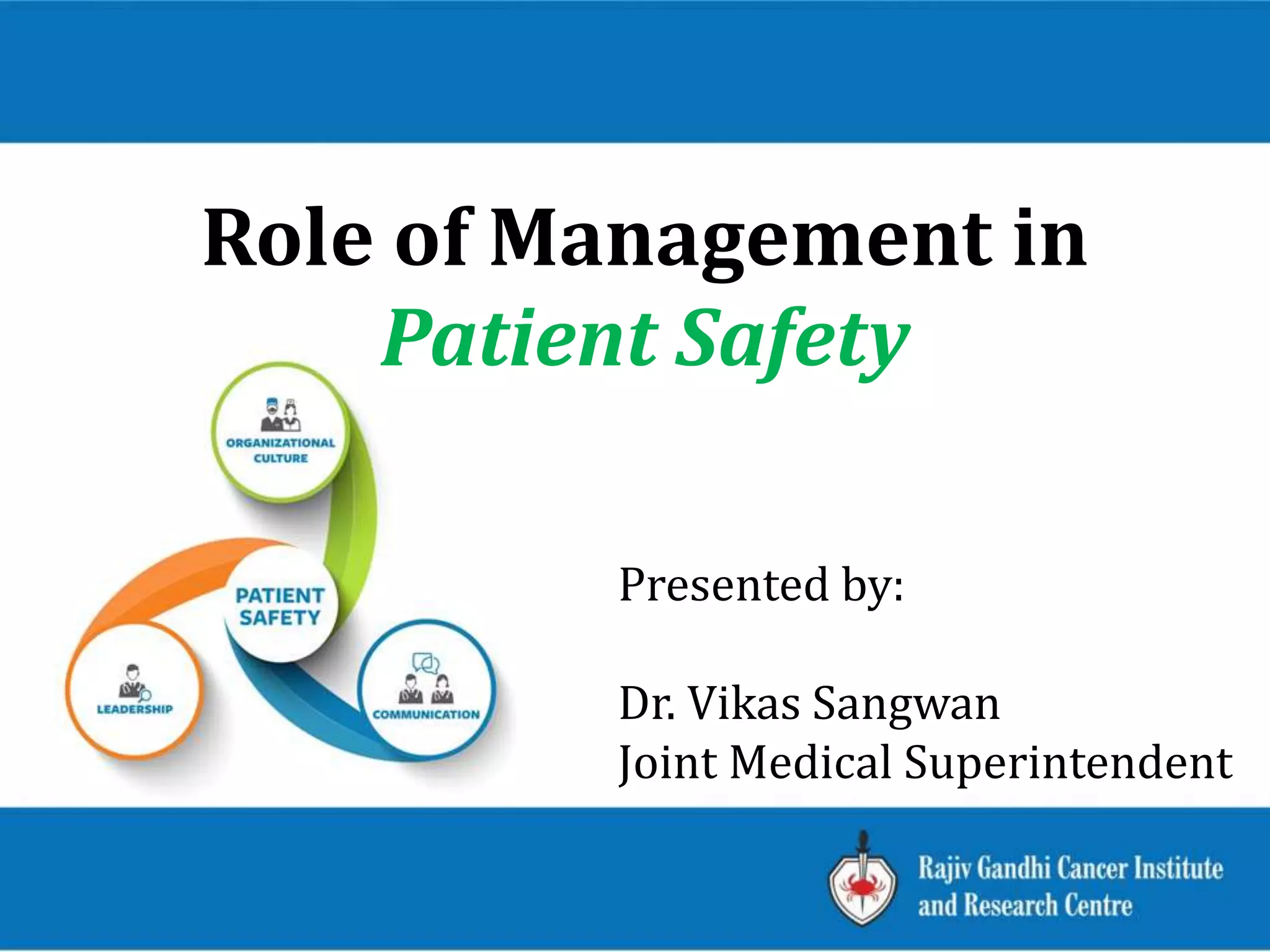 Role of Hospital Managment in patient safety | PPT