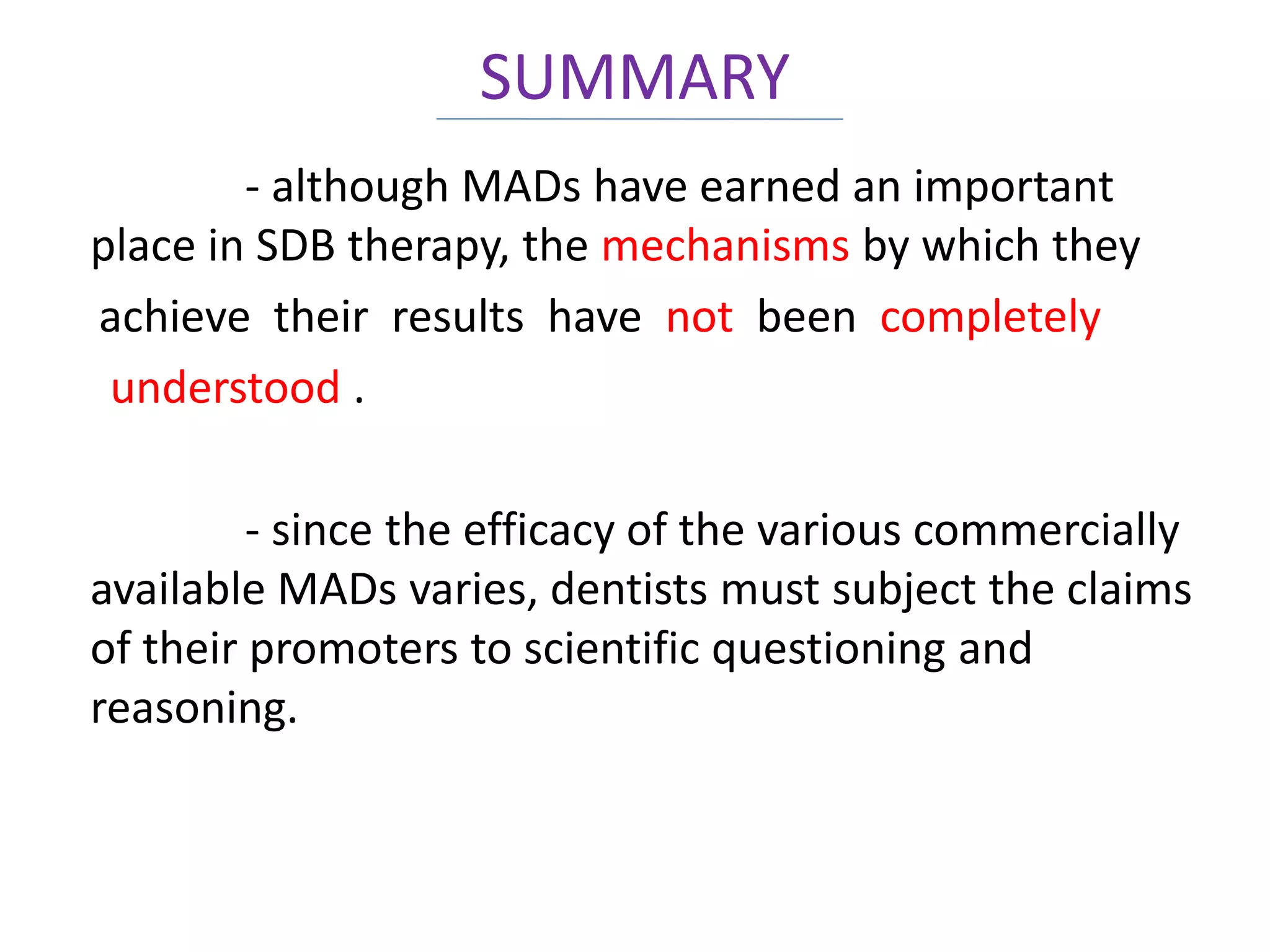 Role of mandibular advancement splint in sleep apnoea | PPTX