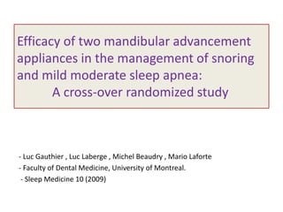 Role of mandibular advancement splint in sleep apnoea | PPTX