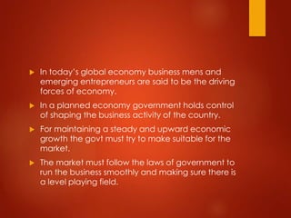 Role of market and govt in an economy | PPTX