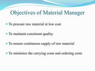 Role of material manager | PPT
