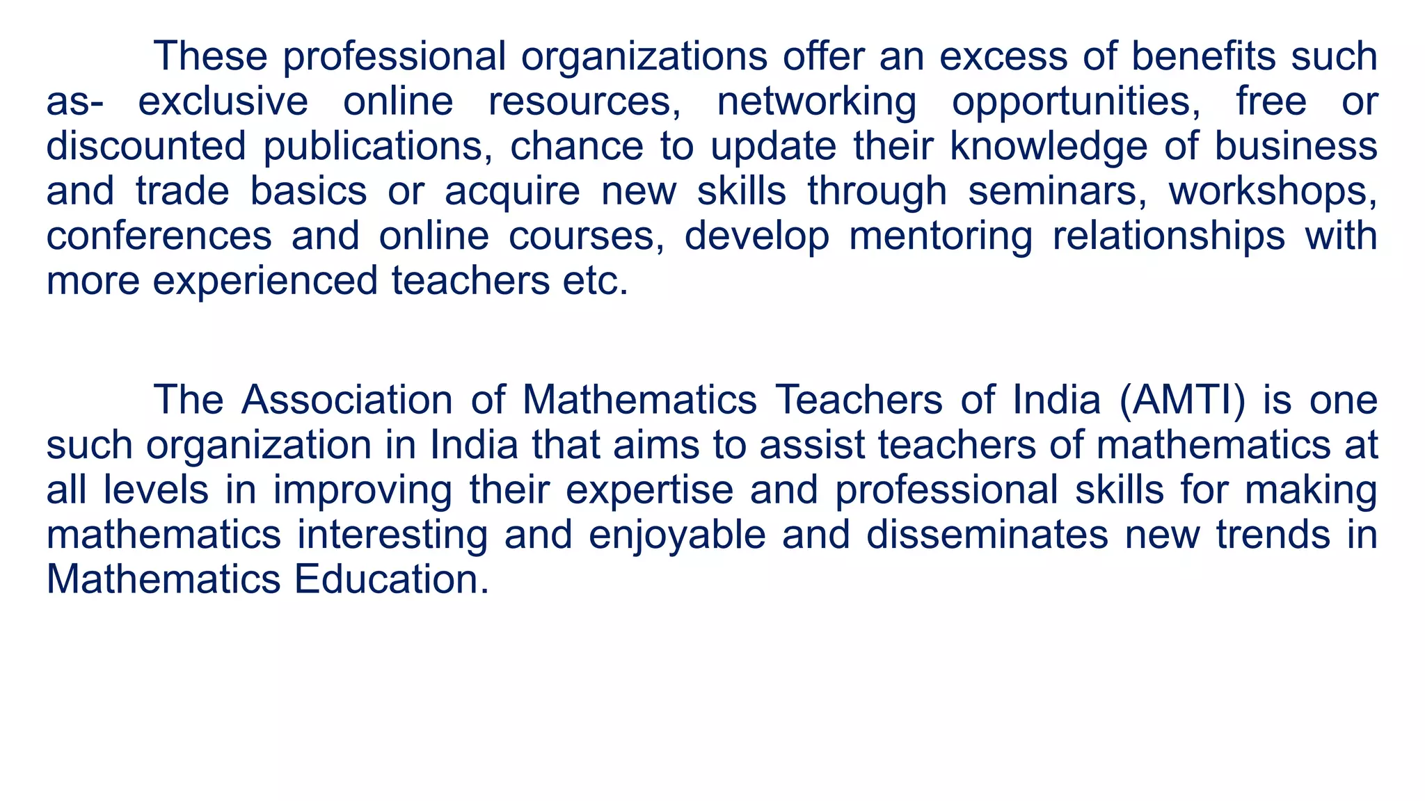 Role of mathematics teachers association | PPTX