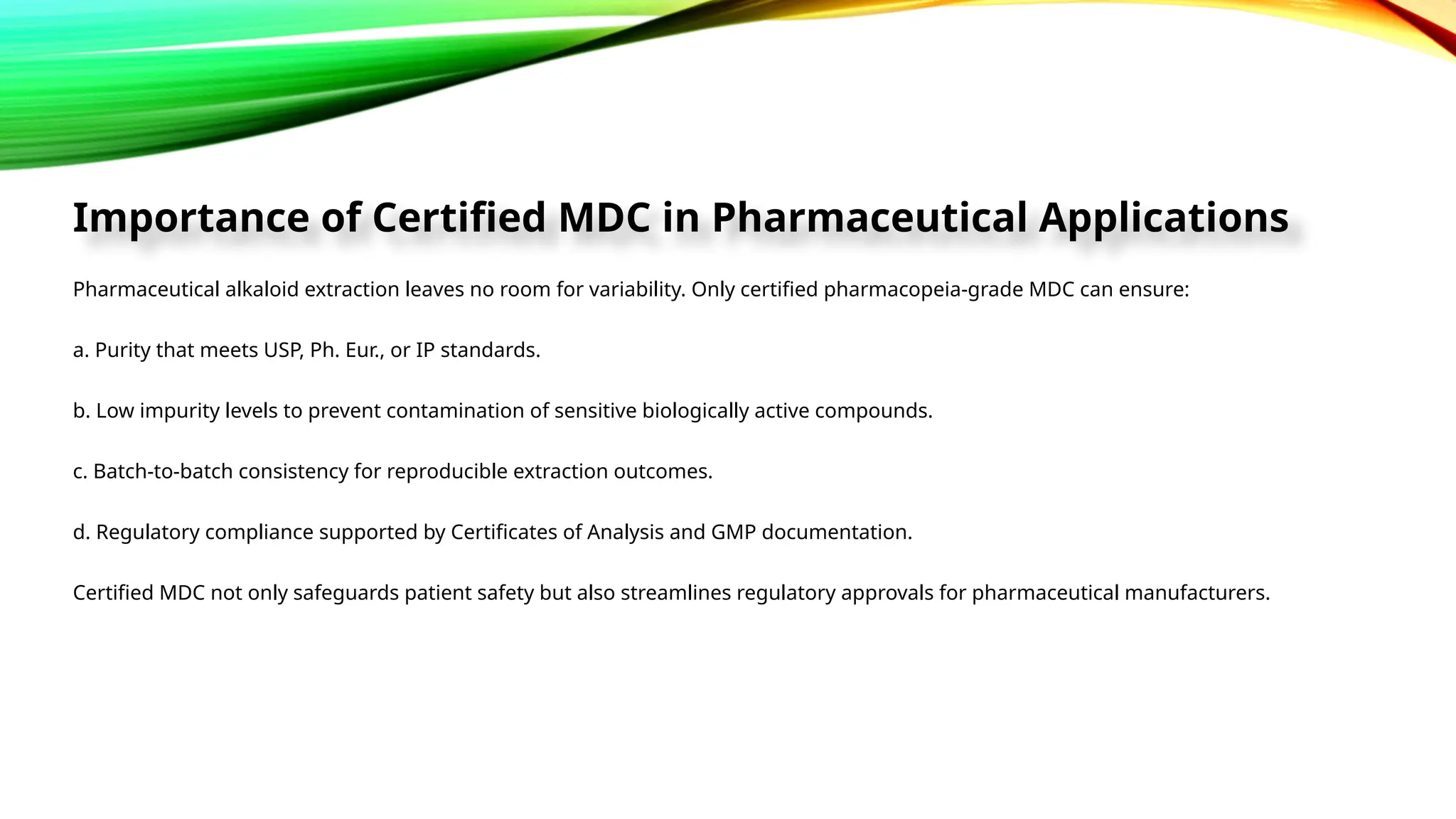 Role of MDC Solvent in Extracting Pharmaceutical Alkaloids | PPTX