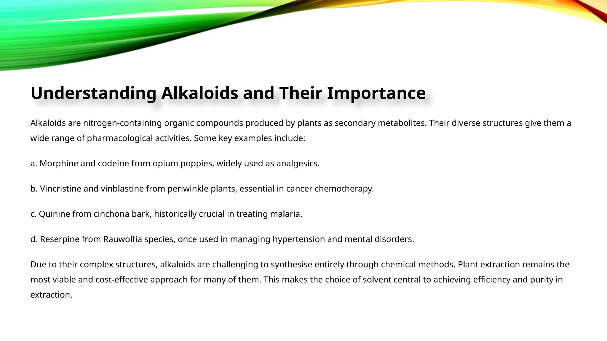 Optimising Pharmaceutical Alkaloid Extraction Using MDC | PPTX