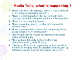 Role of media in crisis and Disaster | PPT