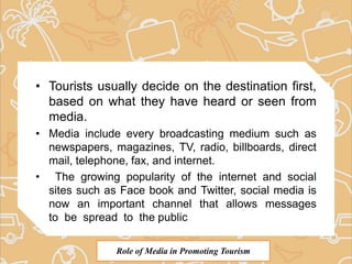 Role of media in promoting tourism | PPTX