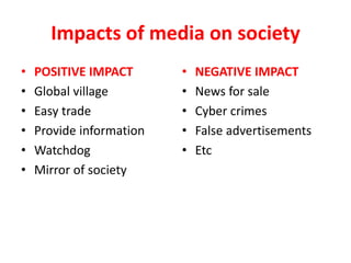 Role of media in society | PPTX