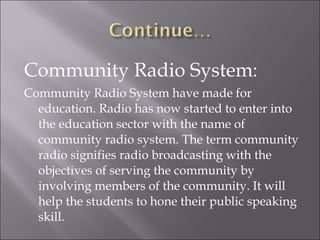 Role Of Medi In Education | PPT | College Radio | Music