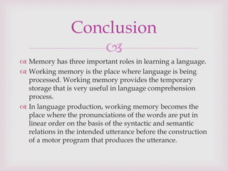 Role of memory in language learning | PPTX