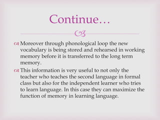 Role of memory in language learning | PPTX