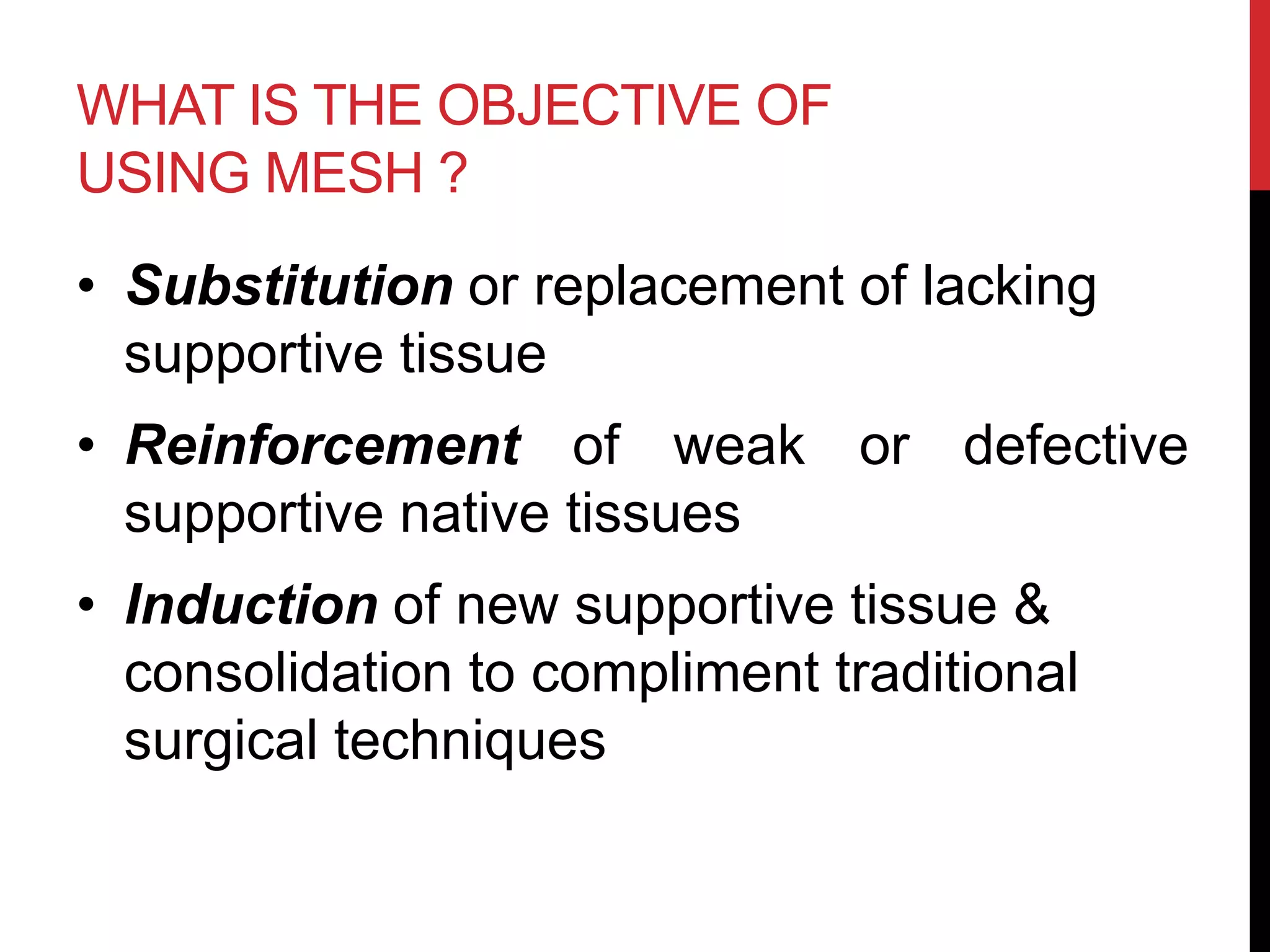 Role of mesh at current practice in urogynae | PDF