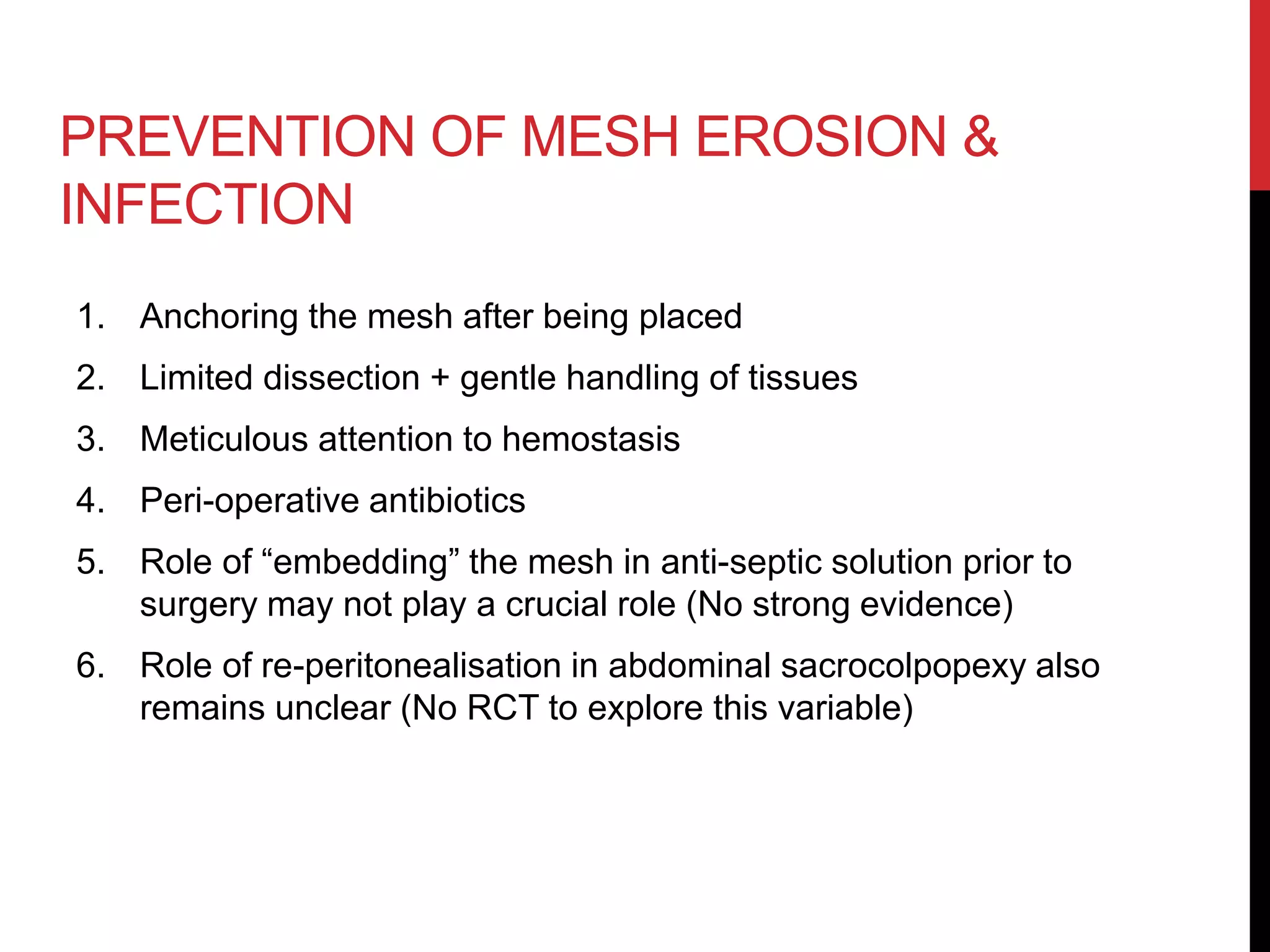 Role of mesh at current practice in urogynae | PDF