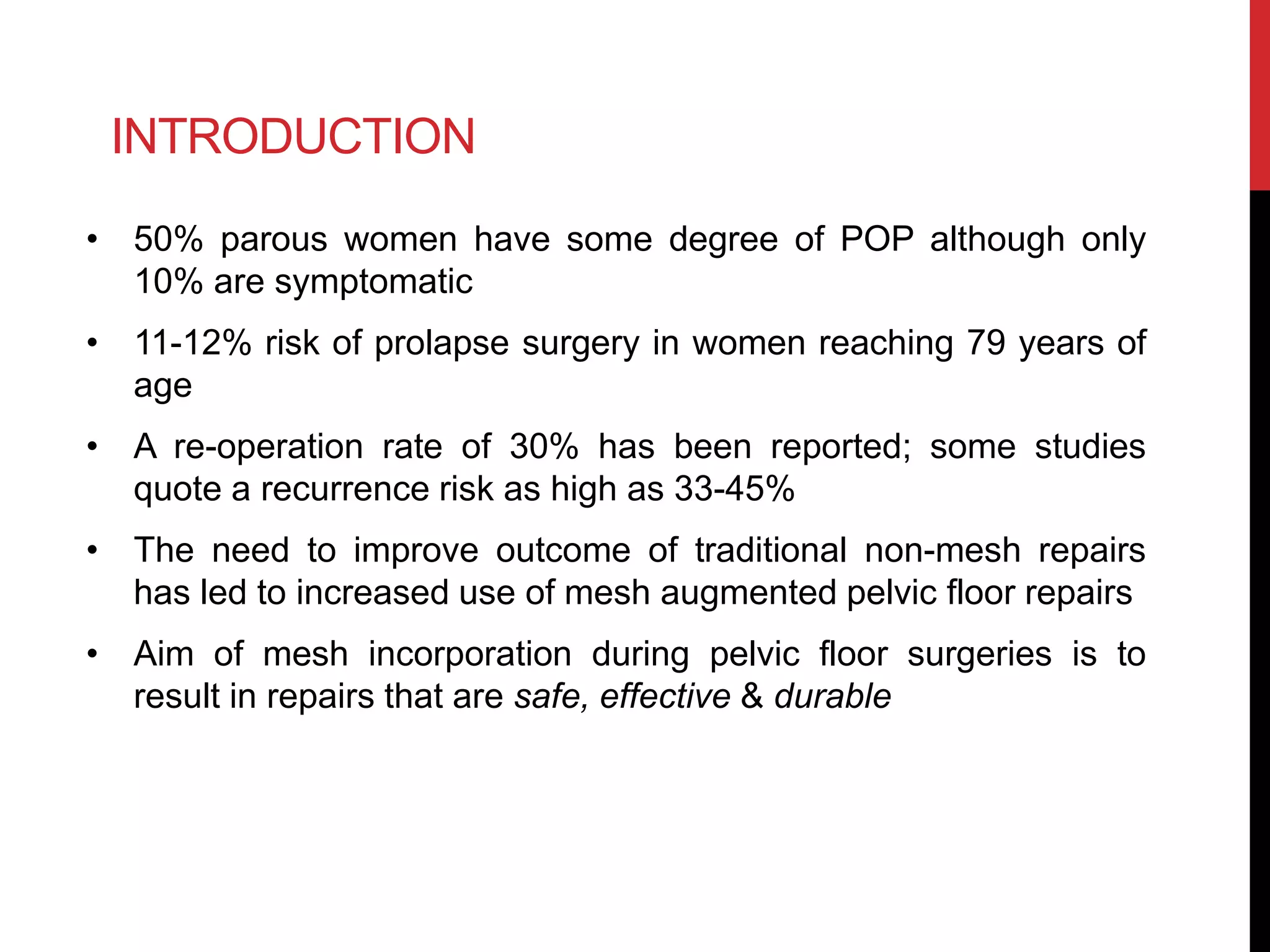 Role of mesh at current practice in urogynae | PDF
