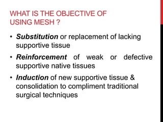 Role of mesh at current practice in urogynae | PDF