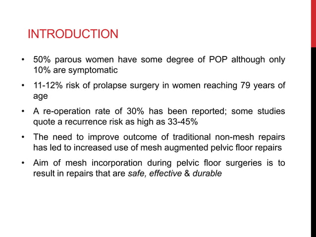 Role of mesh at current practice in urogynae | PDF