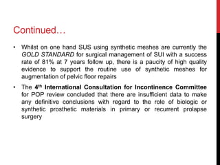 Role of mesh at current practice in urogynae | PDF