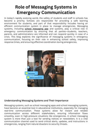 Role of Messaging Systems in Emergency Communication | PDF