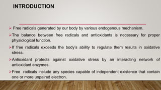 Role of metal based anti oxidants in our body | PPTX