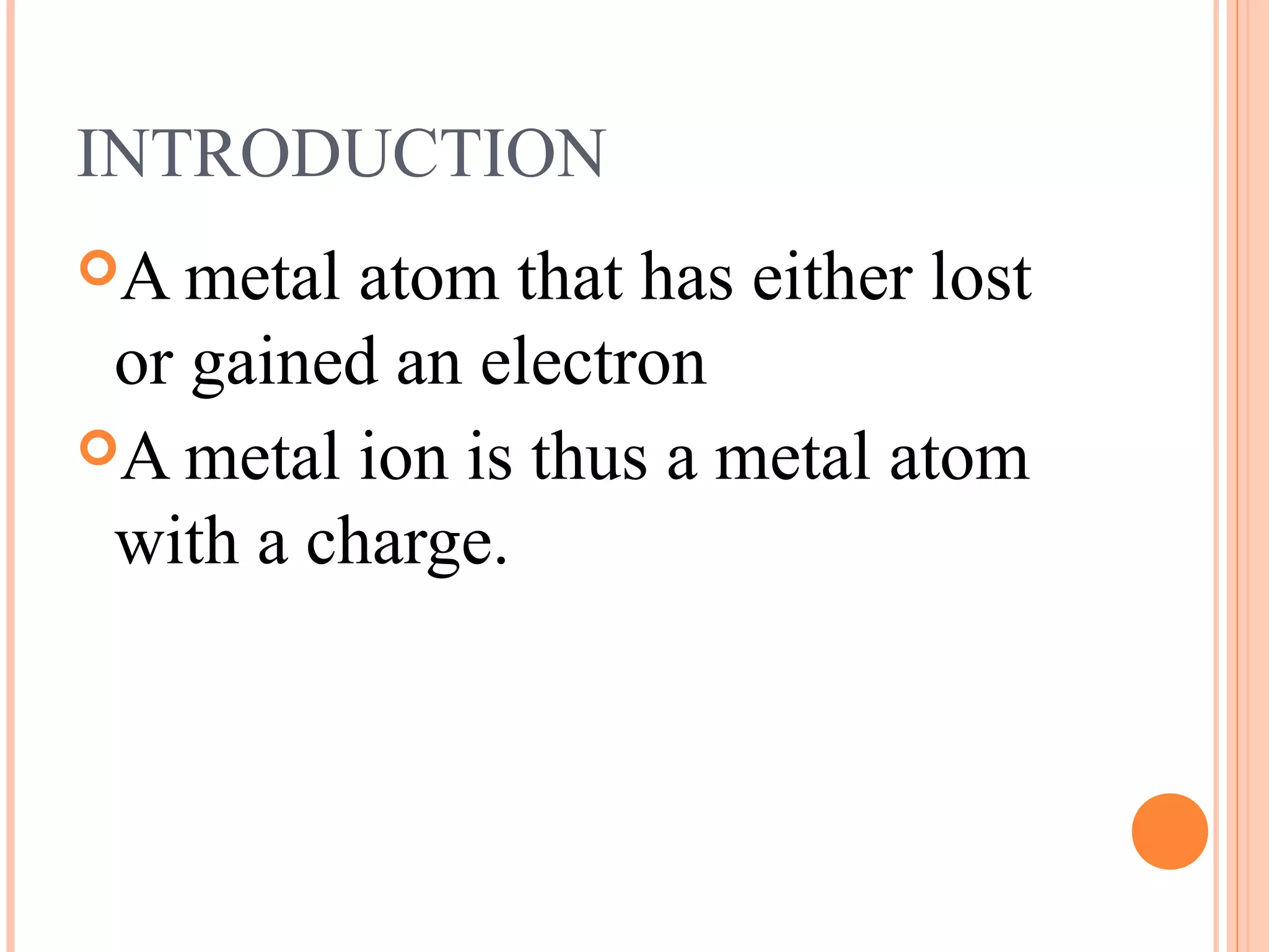 Role of metal ions | PPT