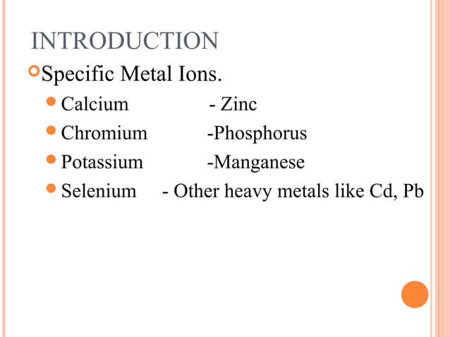 Role of metal ions | PPT | Reproductive Health | Diseases and Conditions