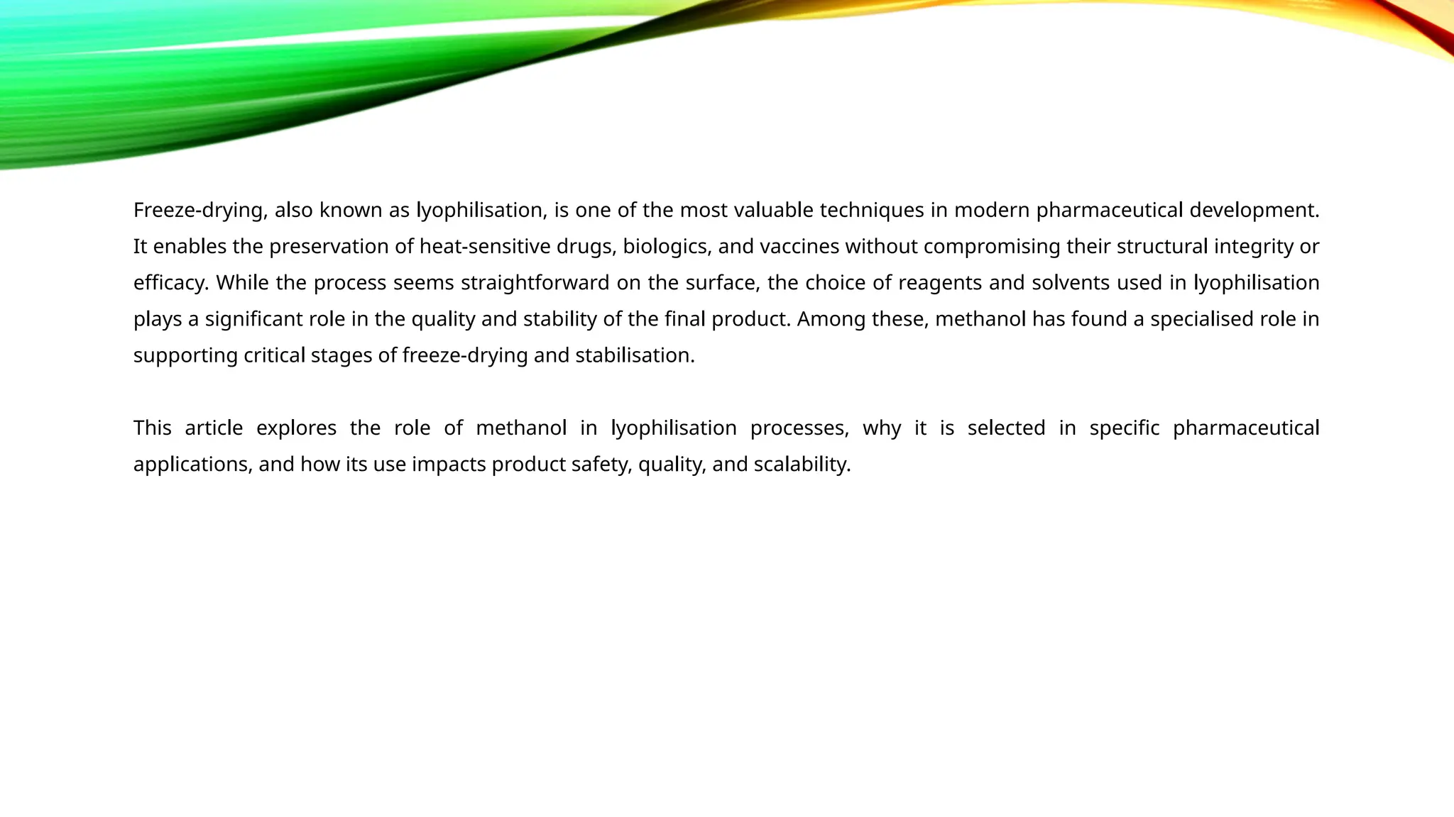 How Methanol Boosts Lyophilisation and Freeze-Drying | PPTX