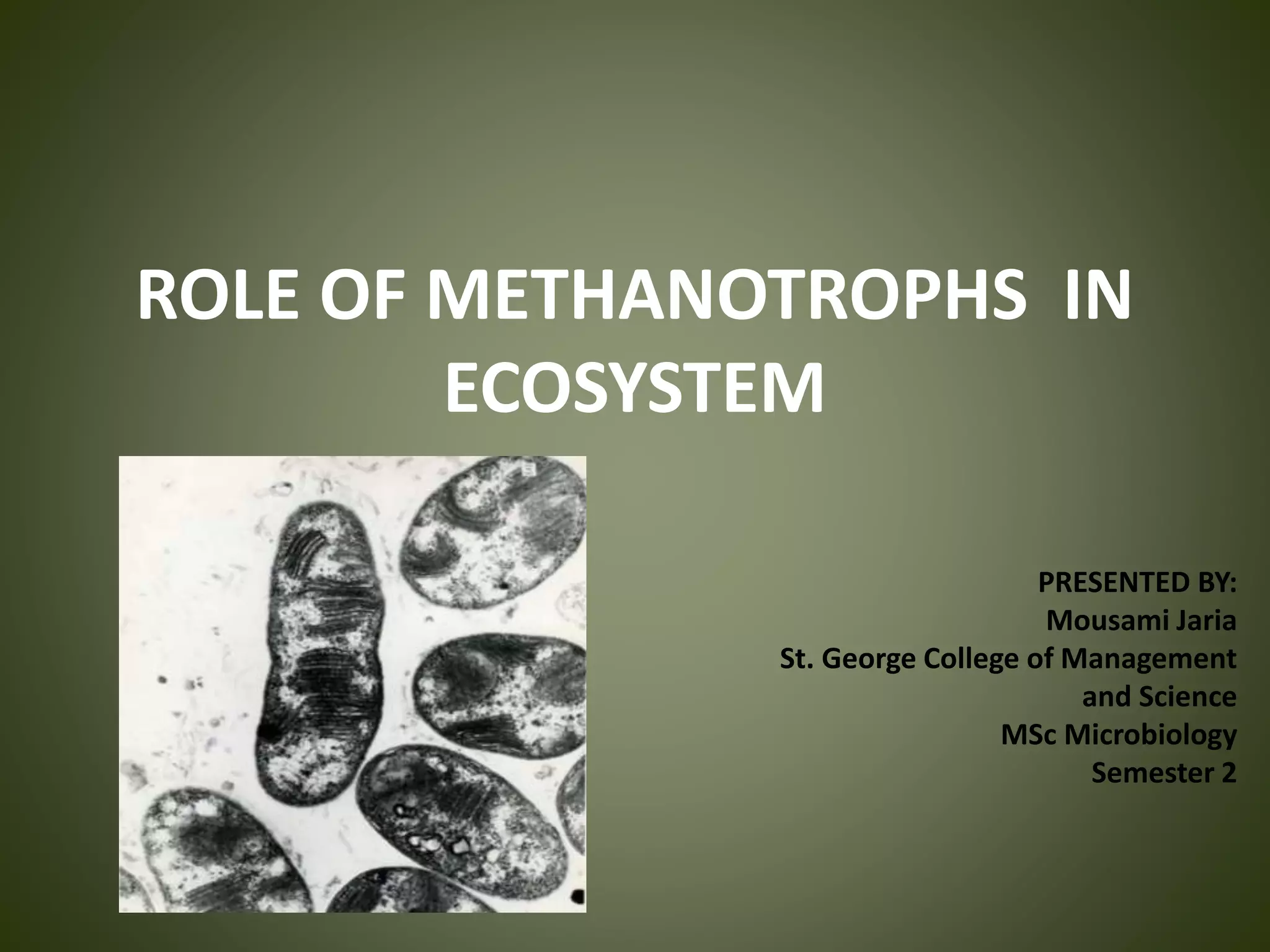 Role of methanotrophs in ecosystem | PPTX
