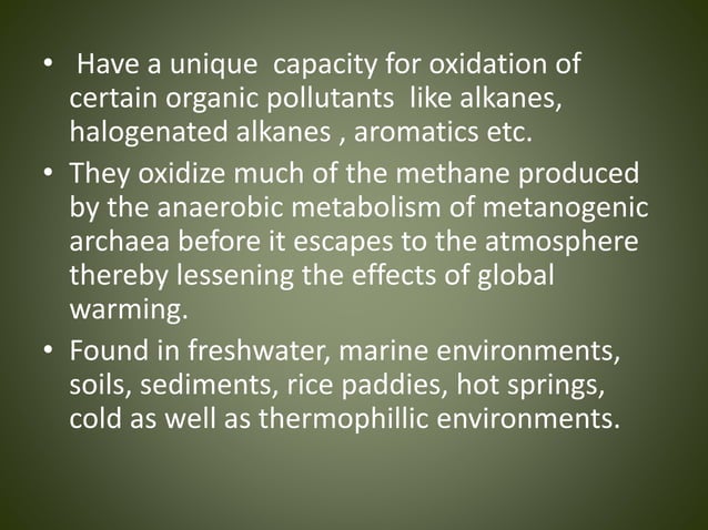Role of methanotrophs in ecosystem | PPTX | Chemistry | Science