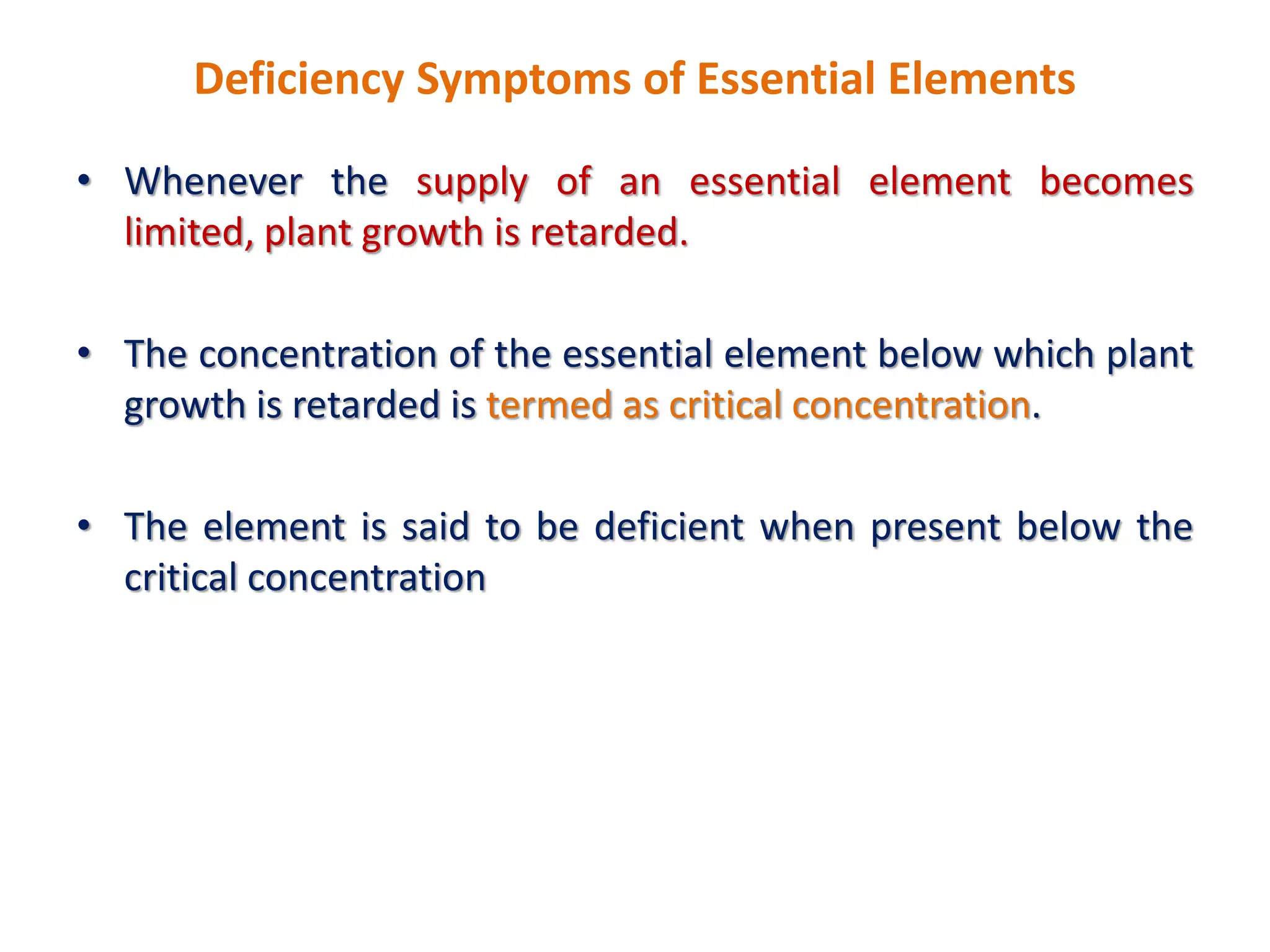 Role of micro and macronutrients, Toxicity of elements Deficiency ...