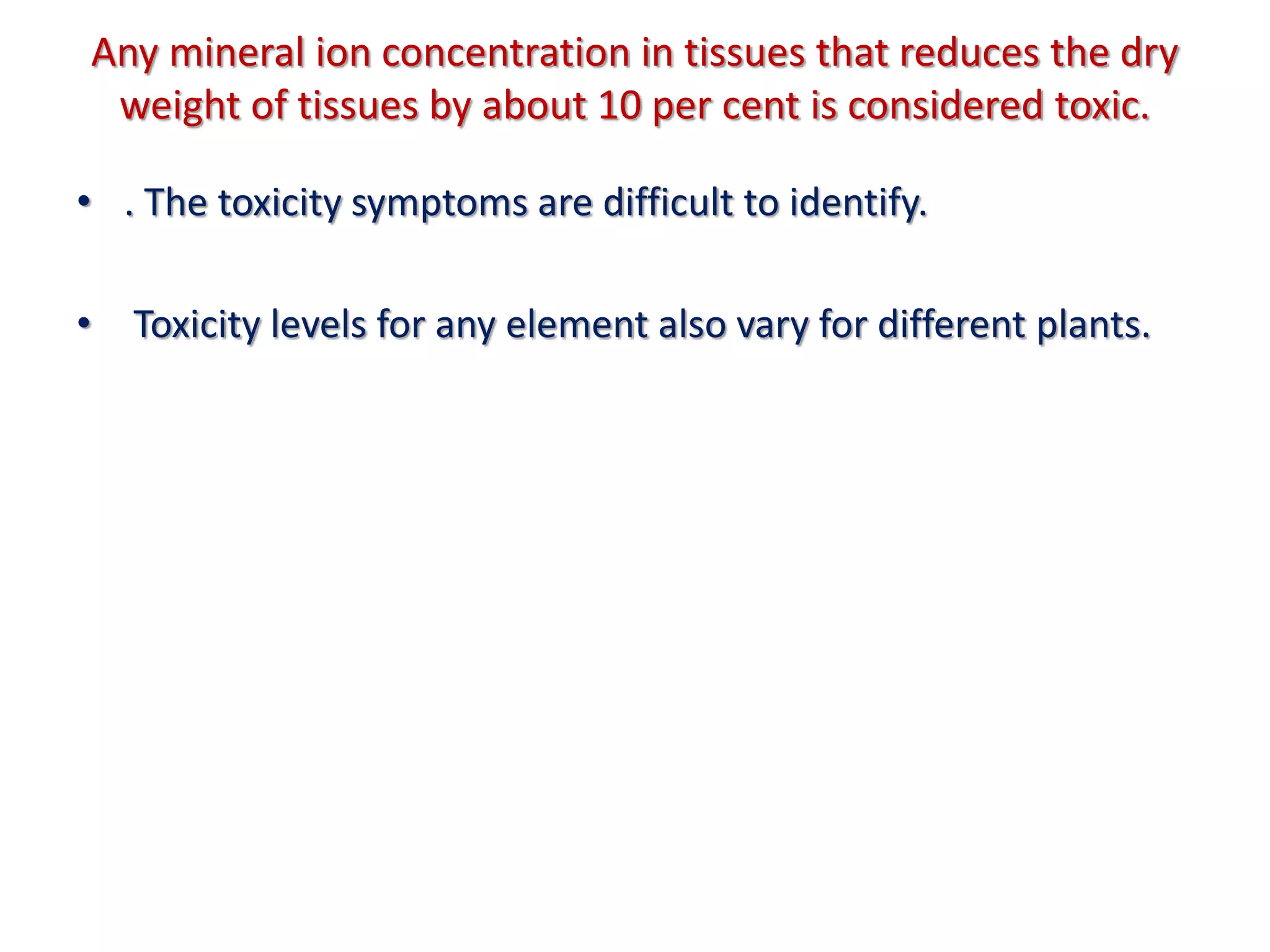 Role of micro and macronutrients, Toxicity of elements Deficiency ...