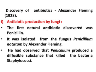 Role of microbes in antibiotic production SMG | PPTX