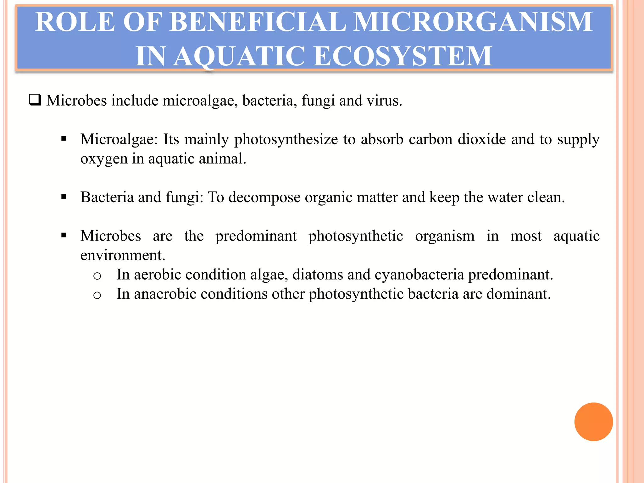 Role of microbes in soil and water quality management in aquaculture | PPTX