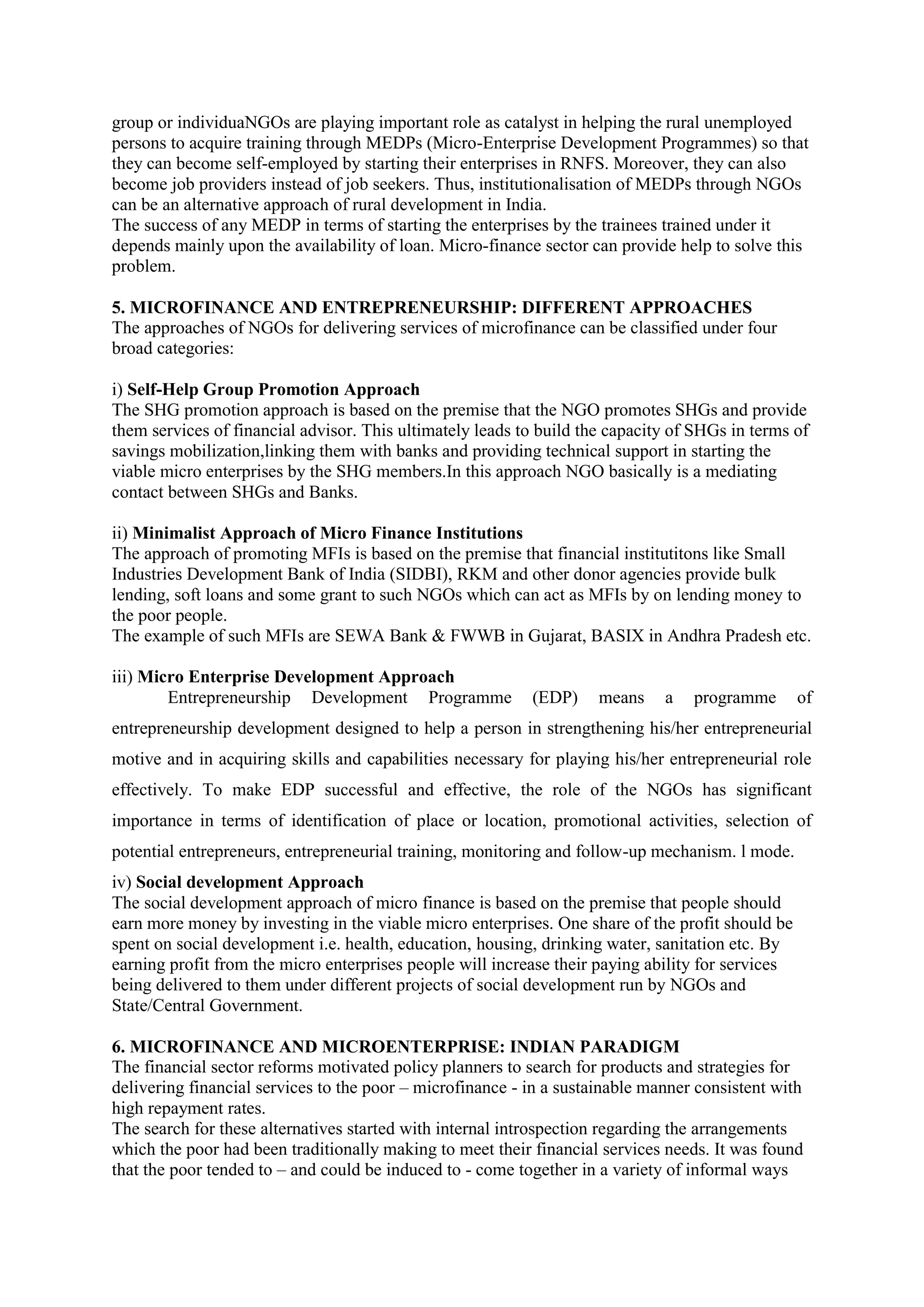 Role of microfinance in promoting micro entrepreneurship | DOCX