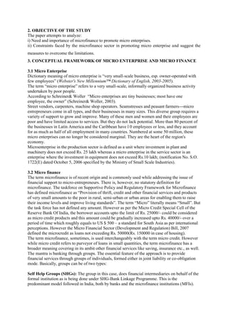 Role of microfinance in promoting micro entrepreneurship | DOCX