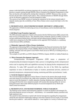 Role of microfinance in promoting micro entrepreneurship | DOCX