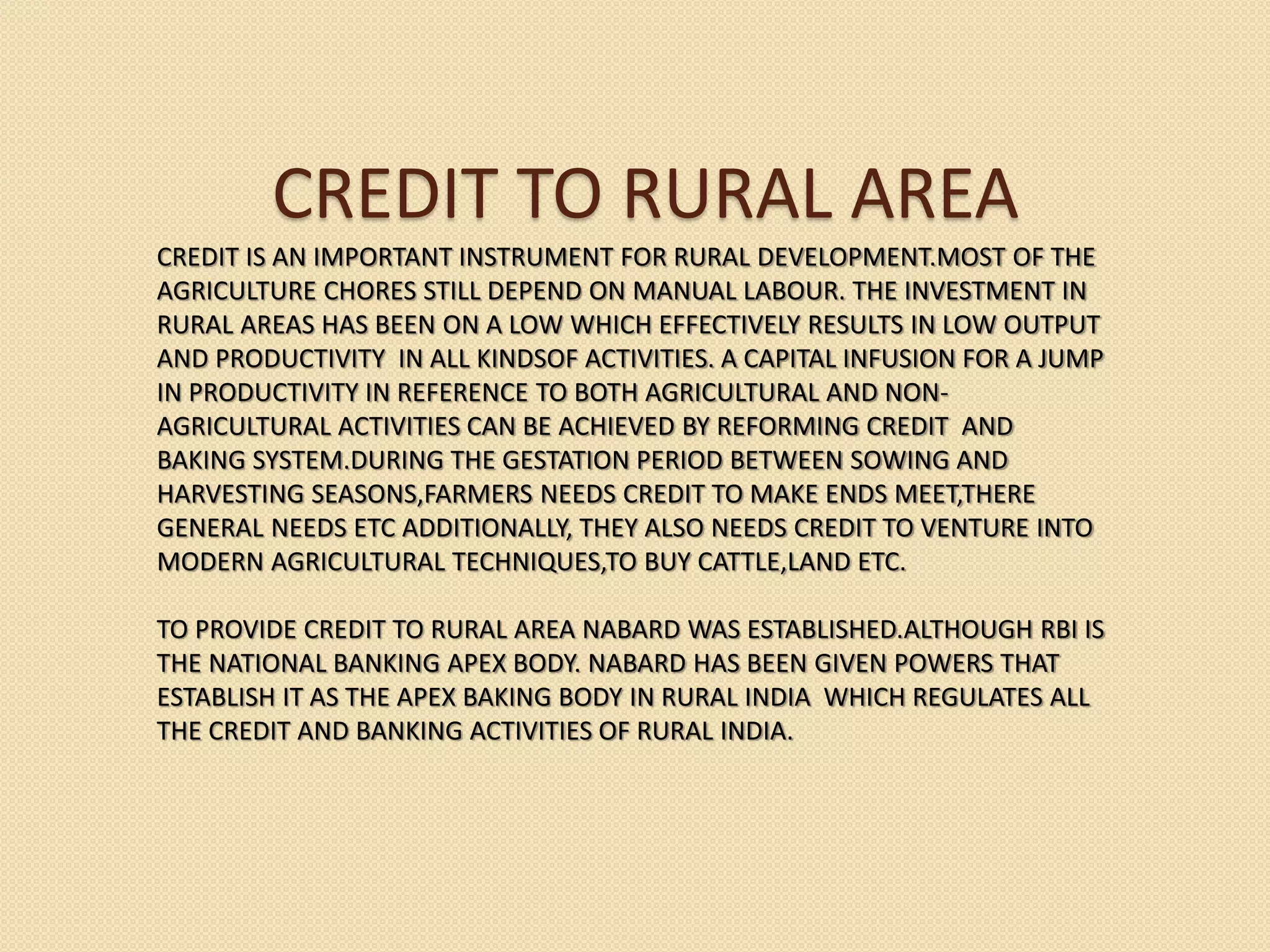 Role of micro finance in rural development | PPTX