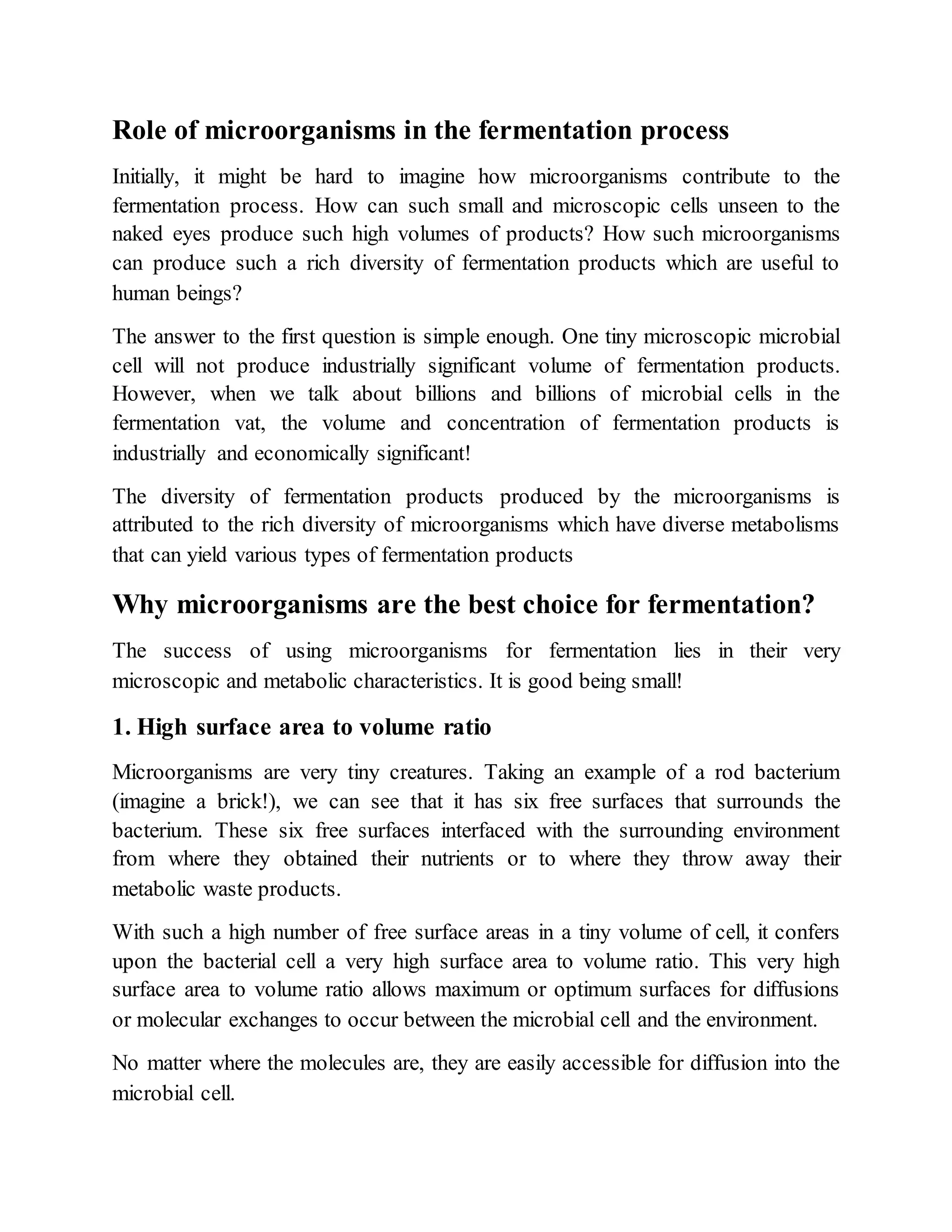 Role of microorganisms in the fermentation process | DOCX