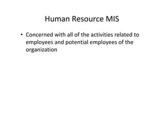 Role of mis in functional areas | PDF