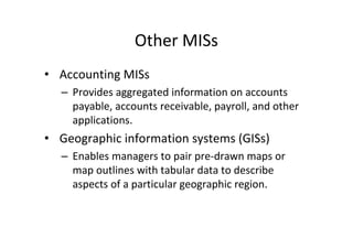 Role of mis in functional areas | PDF