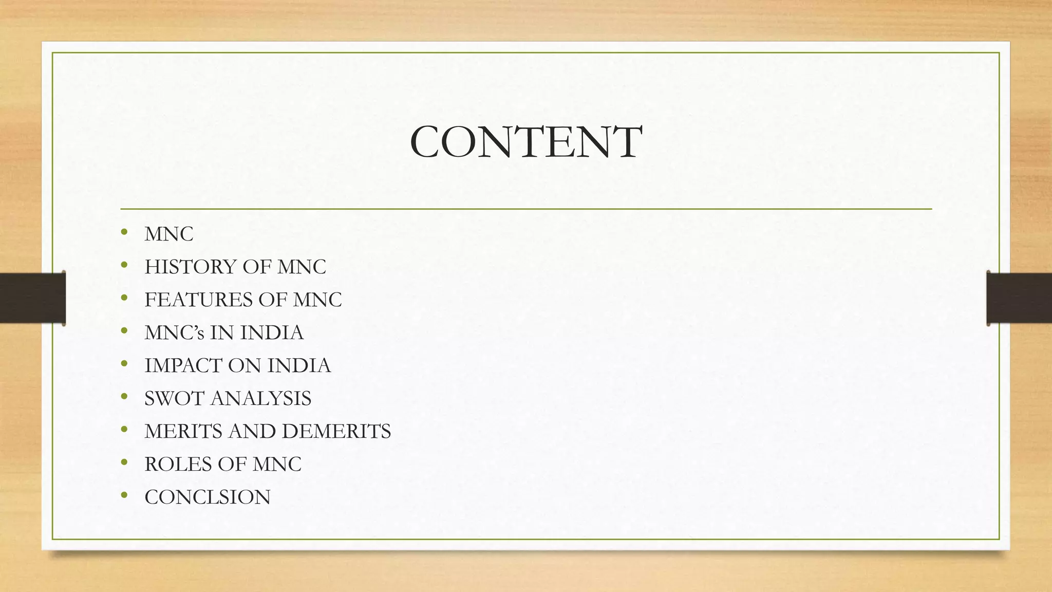 Role of mnc’s in india | PPTX