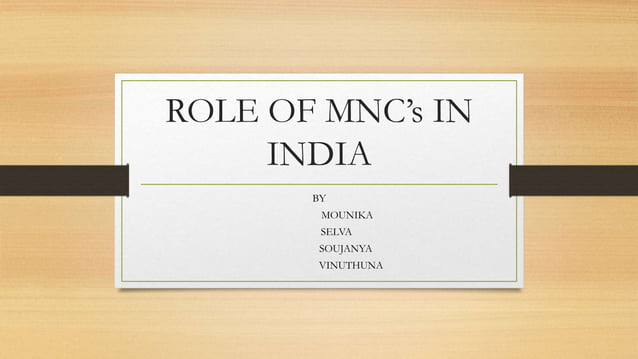 Role of mnc’s in india | PPTX