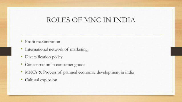Role of mnc’s in india | PPTX