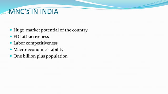 Role of mnc's in india | PPTX