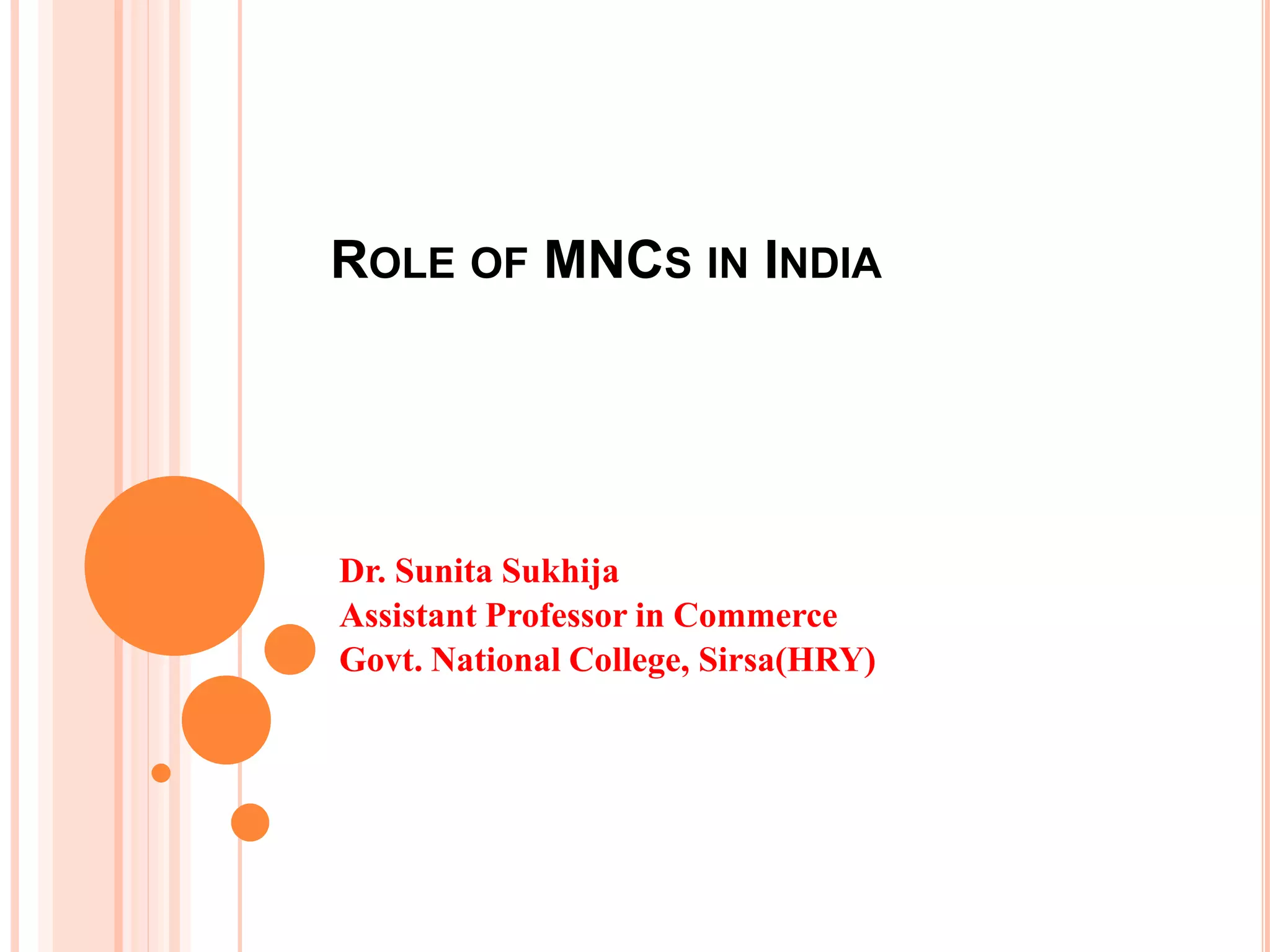 Role of MNC in india | PPTX