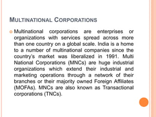 Role of MNC in india | PPTX